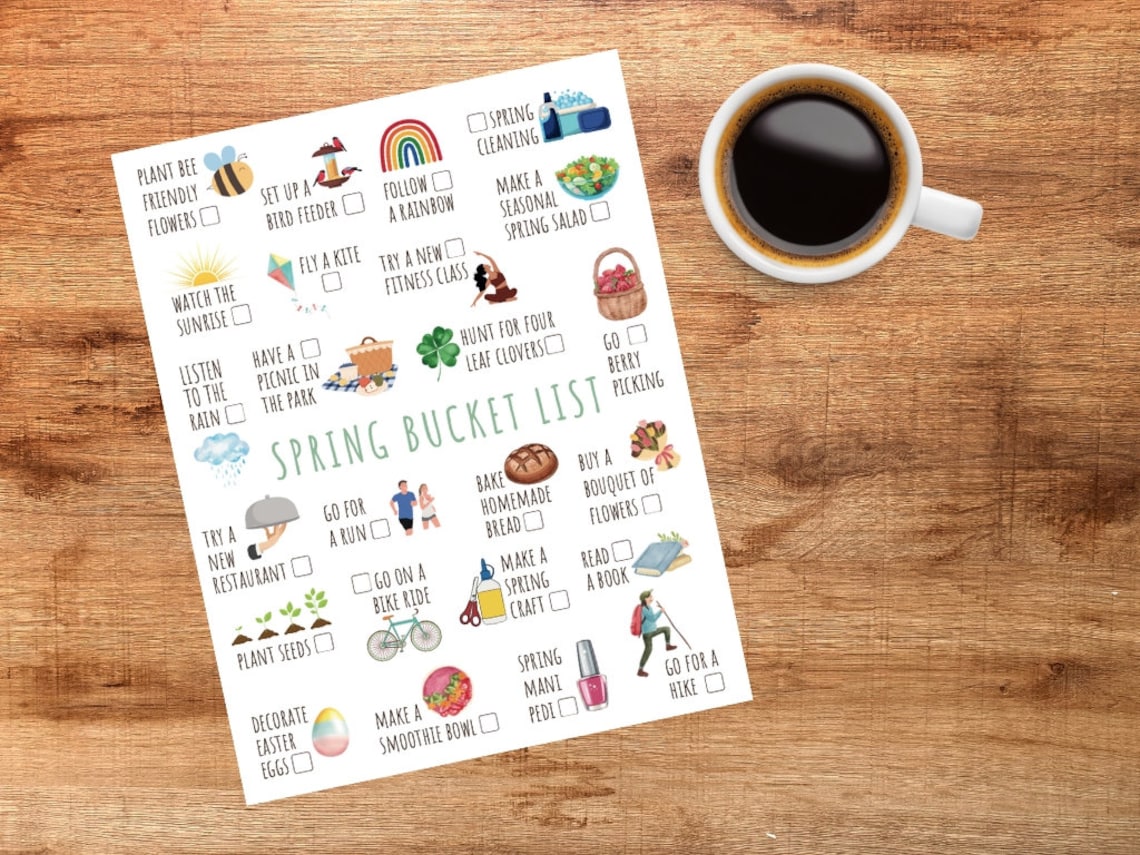 Printable Spring Bucket List - Etsy