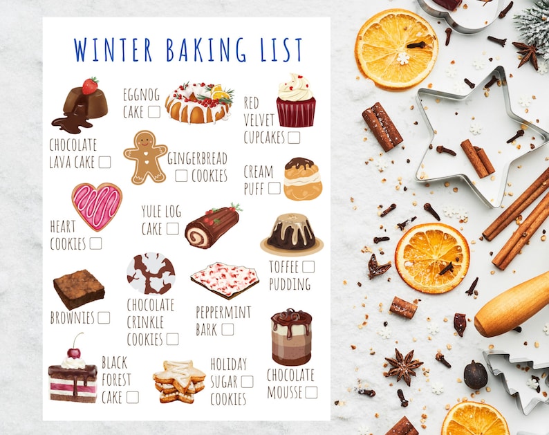 Printable Winter Baking List - Etsy