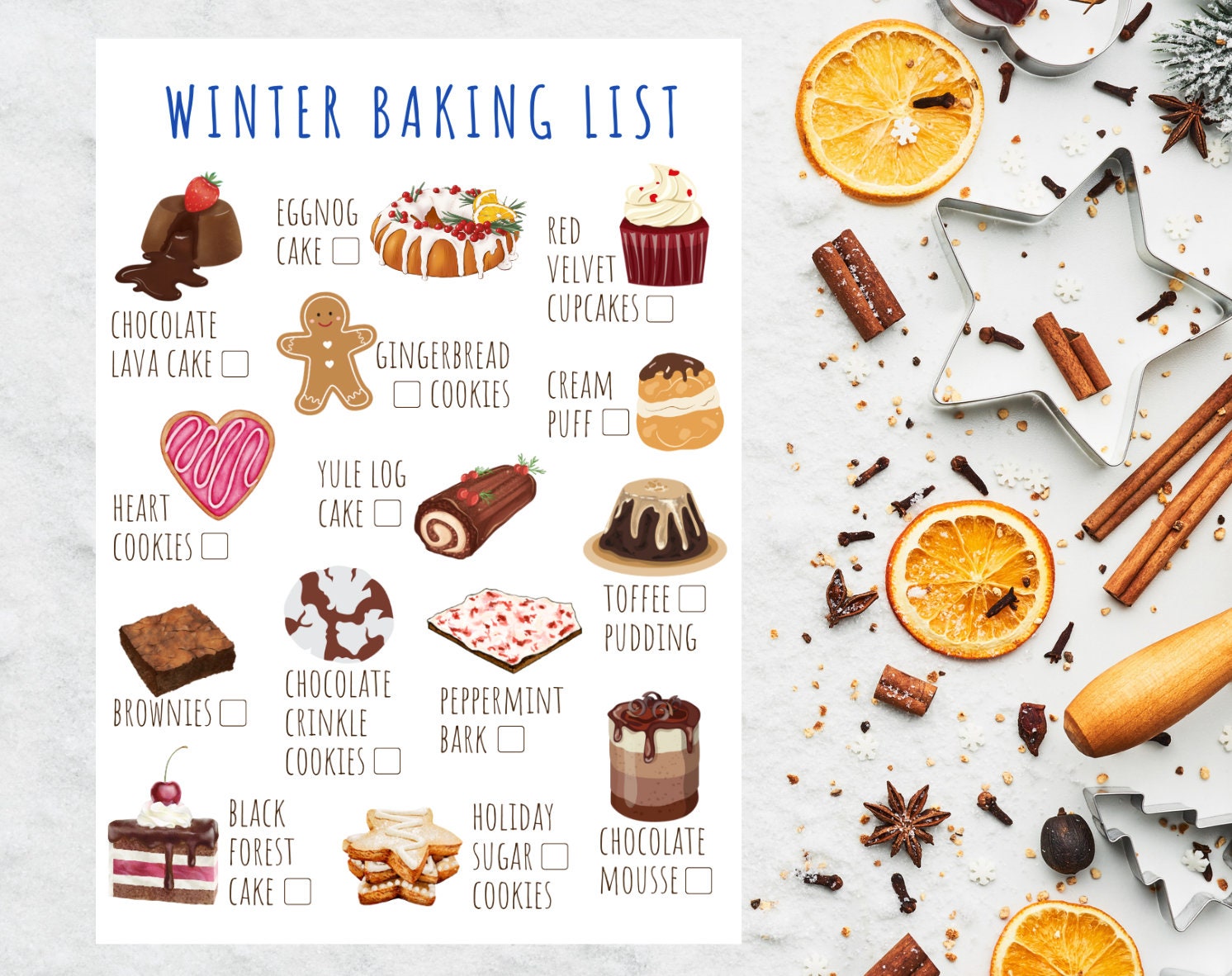Printable Winter Baking List - Etsy