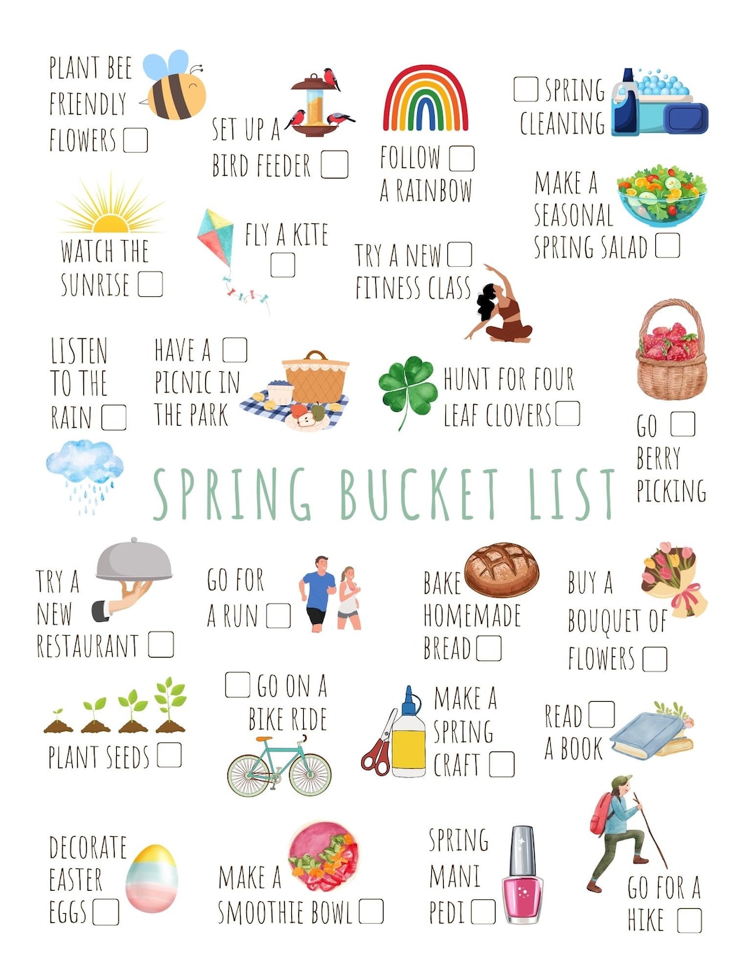 Printable Spring Bucket List - Etsy