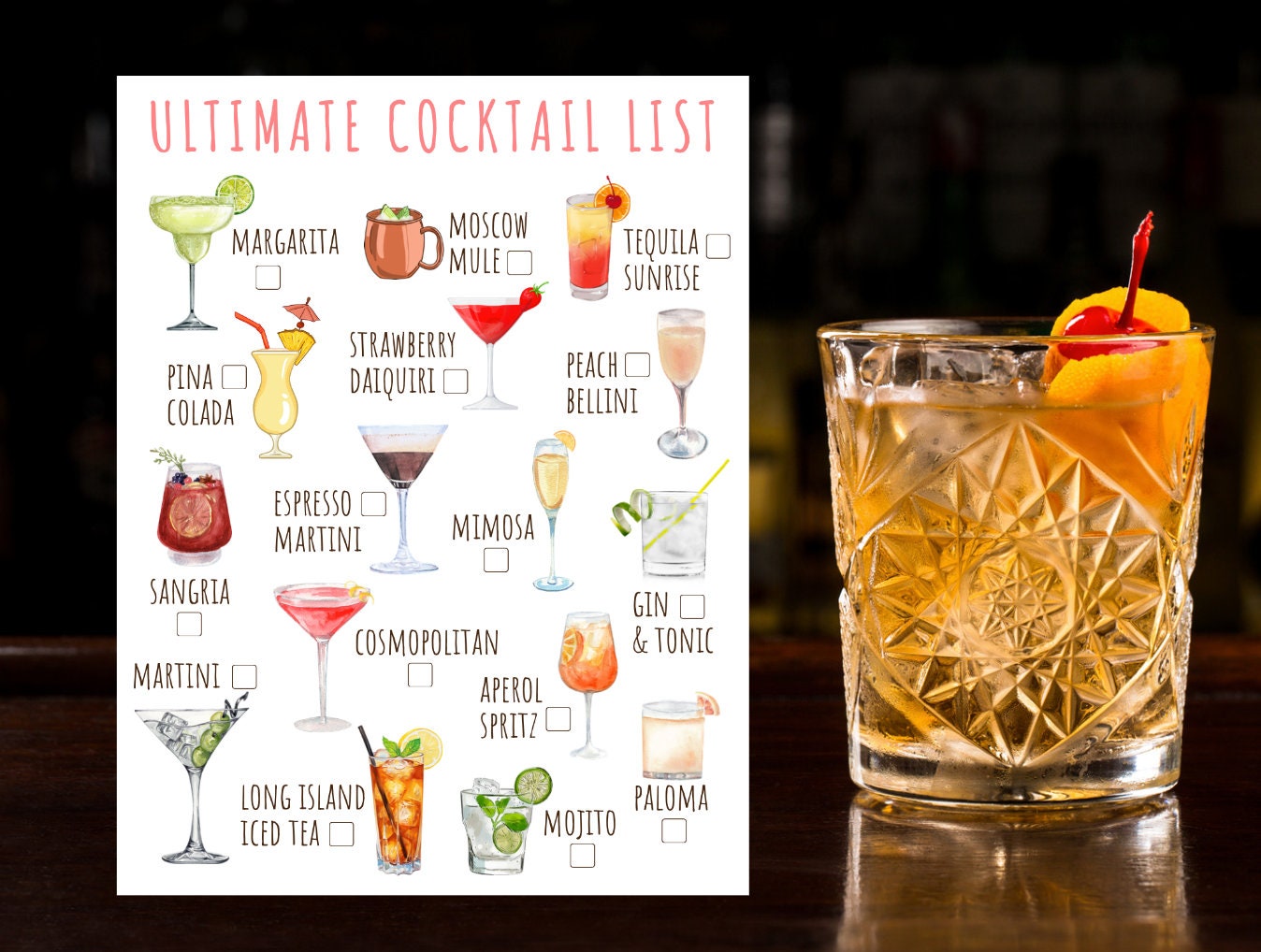 Ultimate Cocktail List - Etsy