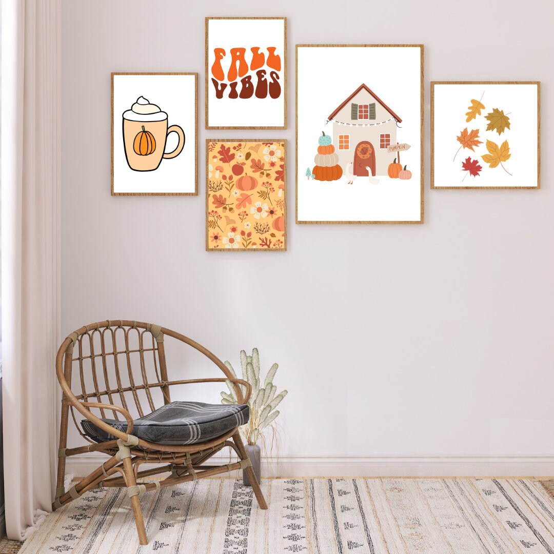 Fall Vibes Set of 8 Prints Fall Poster Printable Autumn Wall - Etsy