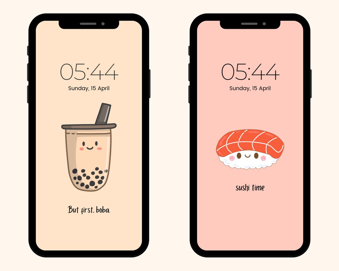 Kawaii Phone Wallpaper, Boba Phone Background, Kawaii Aesthetic, Sushi ...