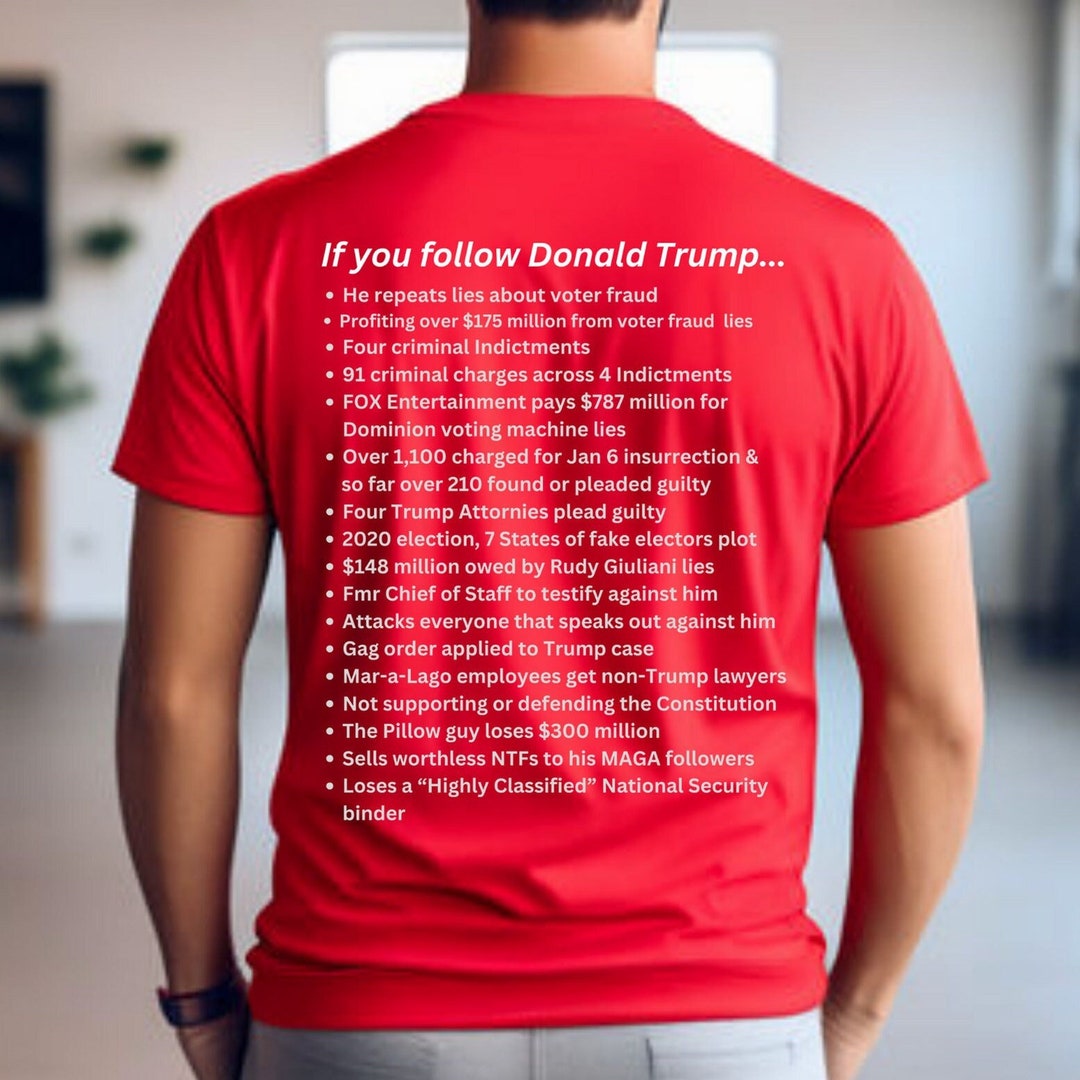 Provocative Political Satire T-shirt, Follow Trump, Short Sleeve Teetwo ...