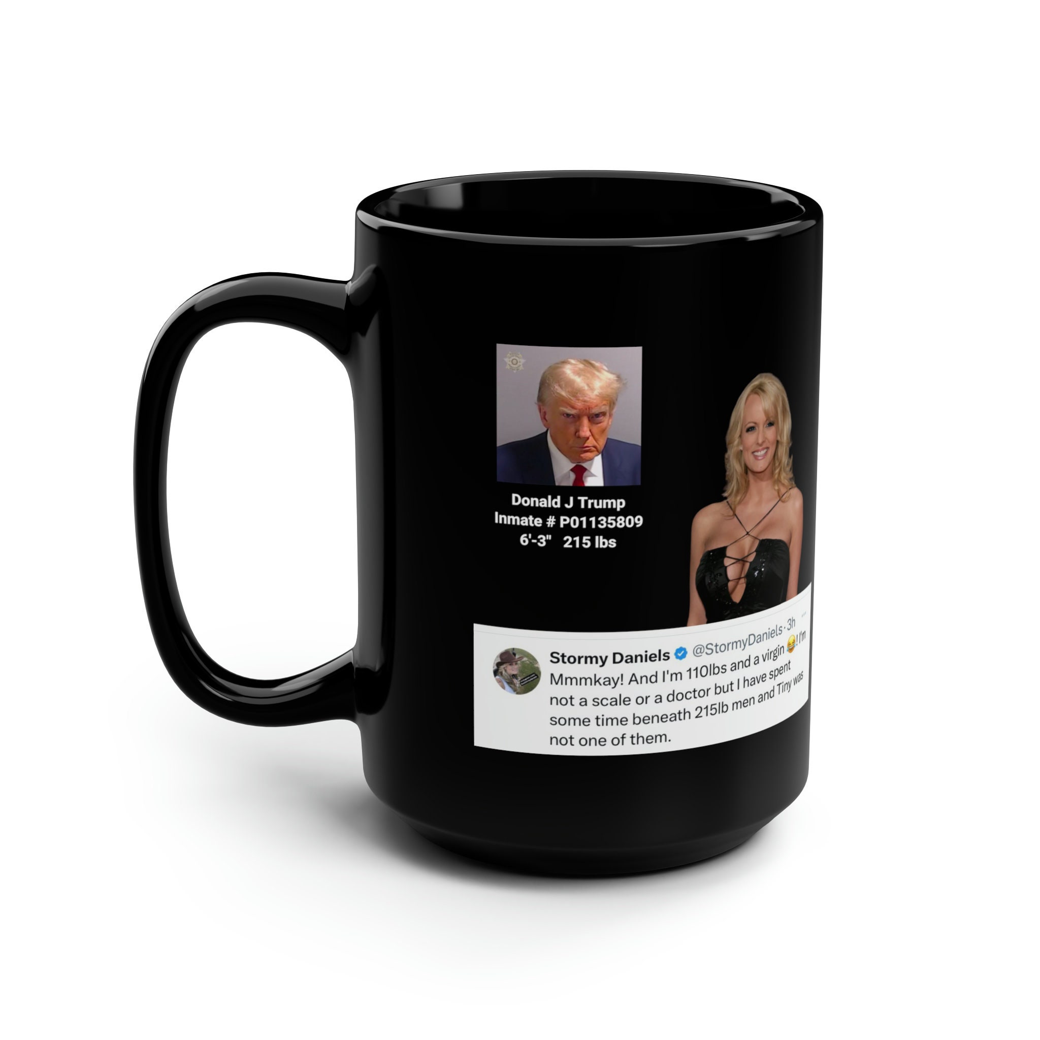 Stormy Daniels Trump Mugshot, 15oz Gloss Black Coffee Mug, Keep America ...