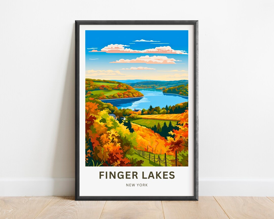 Finger Lakes Travel Print - Finger Lakes Poster, New York Wall Art ...