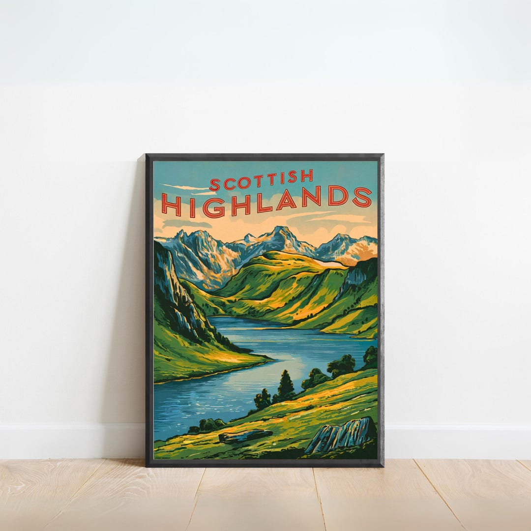 Scottish Highlands Vintage Travel Poster - Scottish Highlands Print ...