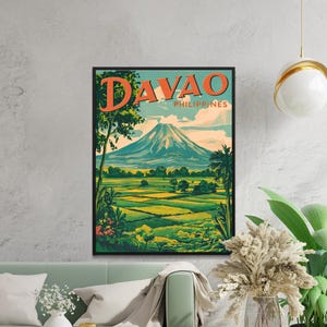 Davao Vintage Travel Poster - Davao Print, Philippines Wall Art, Framed ...