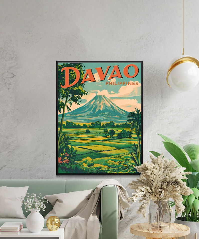 Davao Vintage Travel Poster - Davao Print, Philippines Wall Art, Framed ...