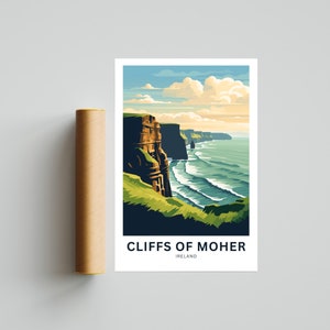 Cliffs of Moher Travel Print - Cliffs of Moher Poster, Ireland Wall Art ...