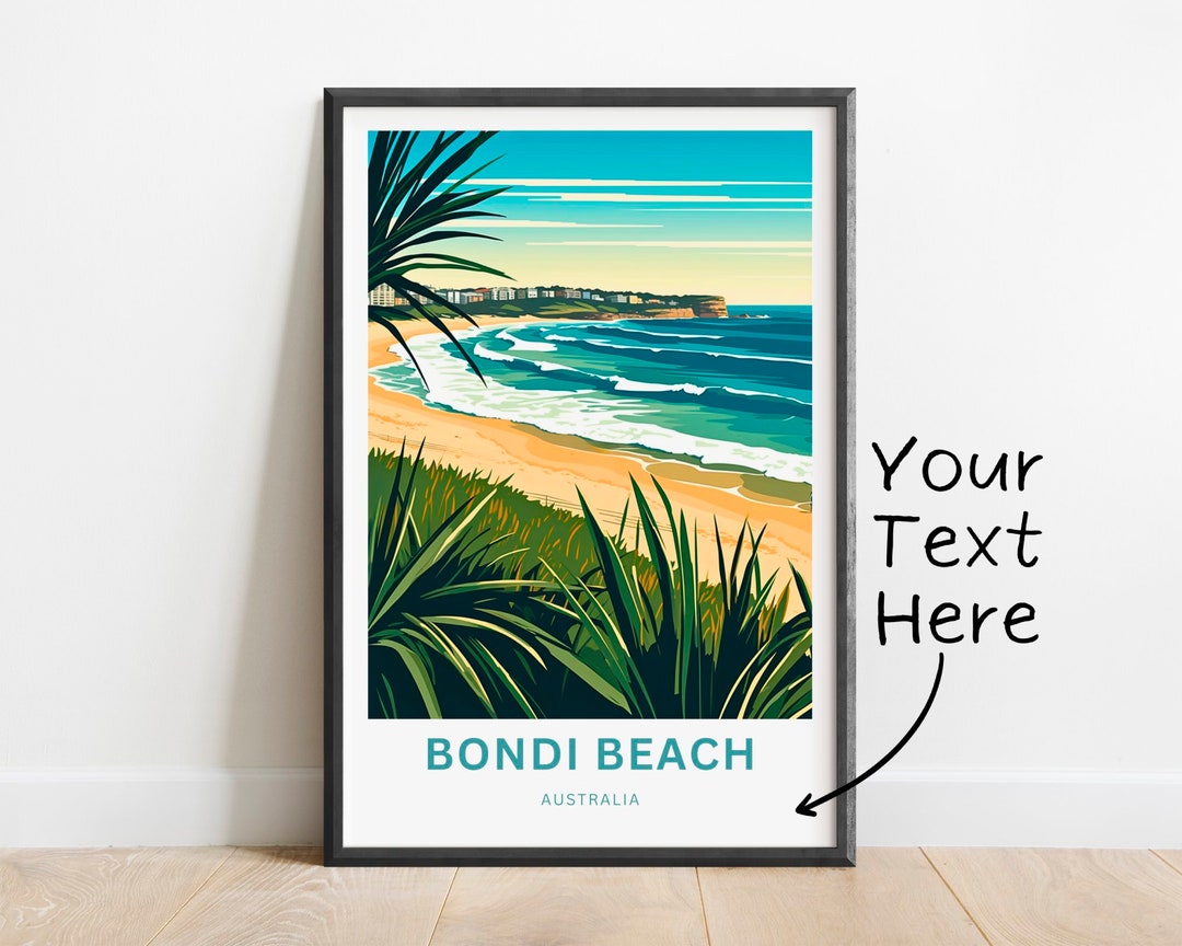 Personalized Bondi Beach Travel Print - Bondi Beach Poster, Australia ...