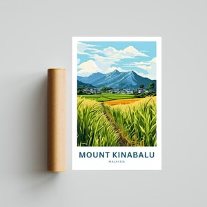 Mount Kinabalu Travel Print - Mount Kinabalu Poster, Malaysia Wall Art ...