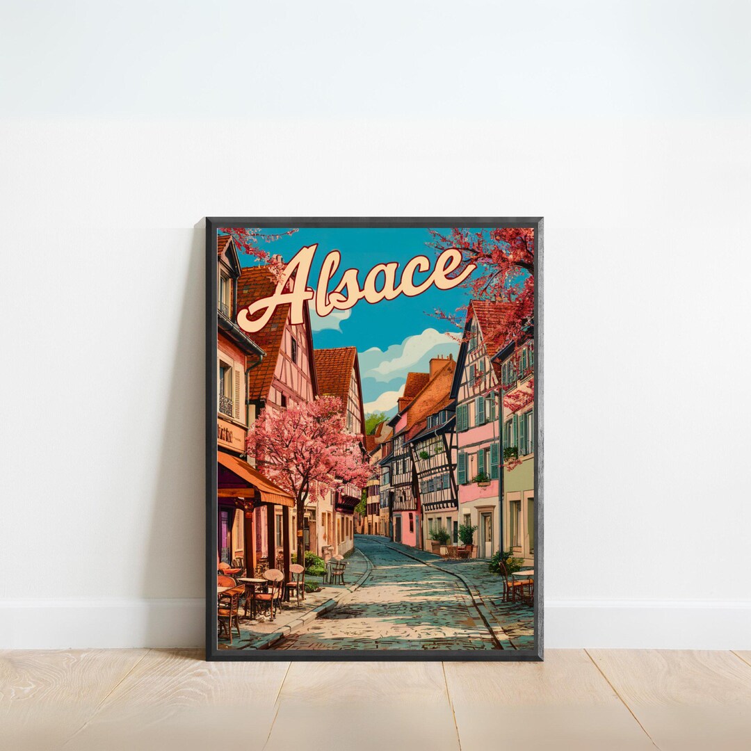 Alsace Vintage Travel Poster - Alsace Print, France Wall Art, Framed ...