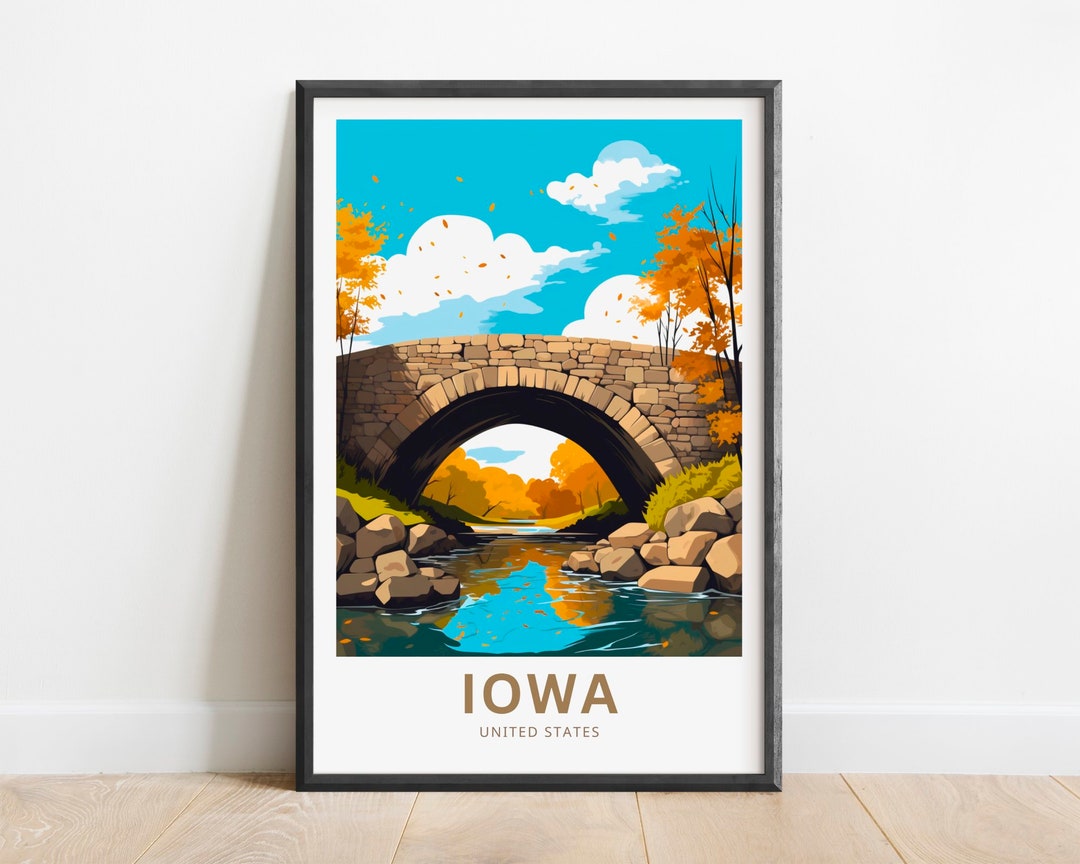 Iowa Stone Arch Bridge Art Print: Hawkeye State Travel Poster (digital ...