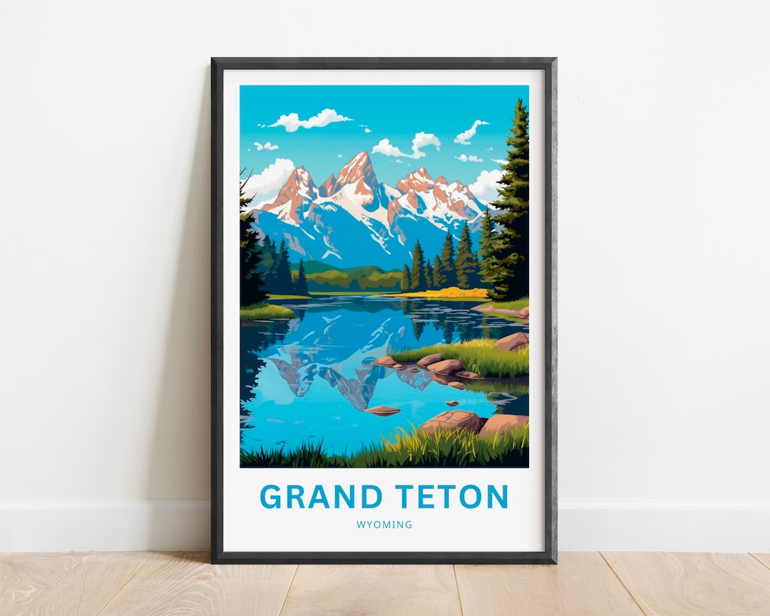 Grand Teton Travel Print - Grand Teton Poster, National Park Wall Art ...
