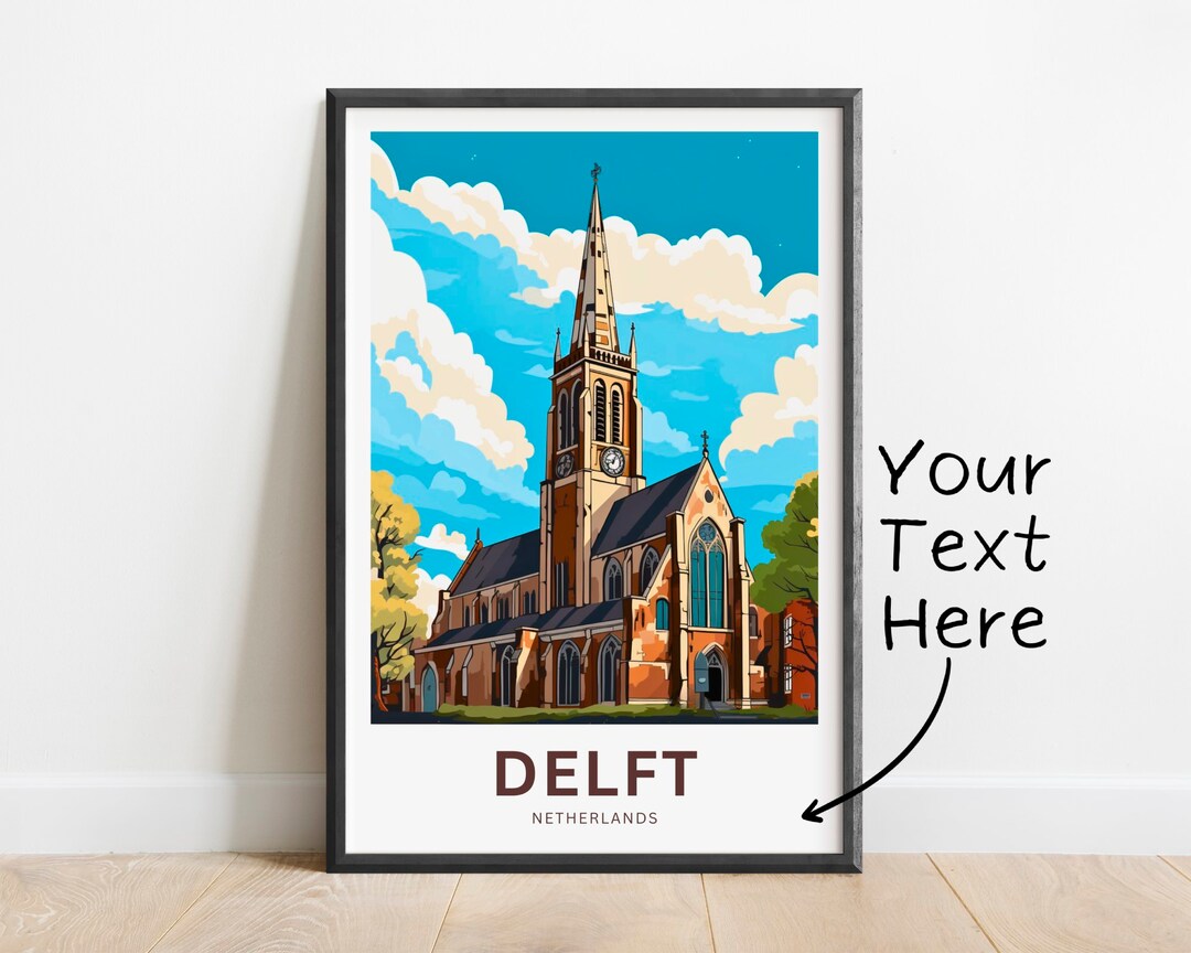 Personalized Delft Travel Print - Delft Poster, Netherlands Wall Art ...