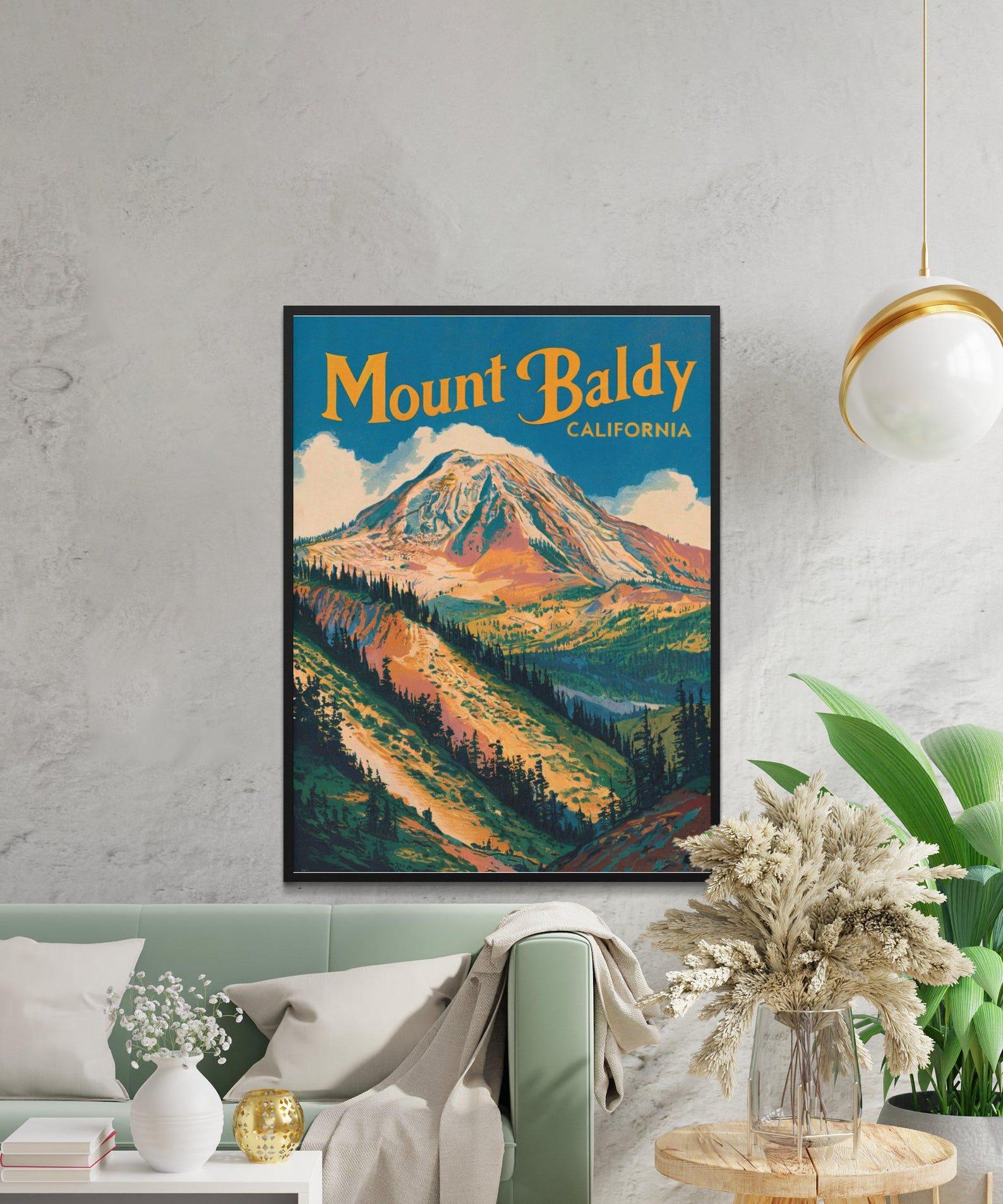 Mount Baldy Vintage Travel Poster - Mount Baldy Print, California Wall ...