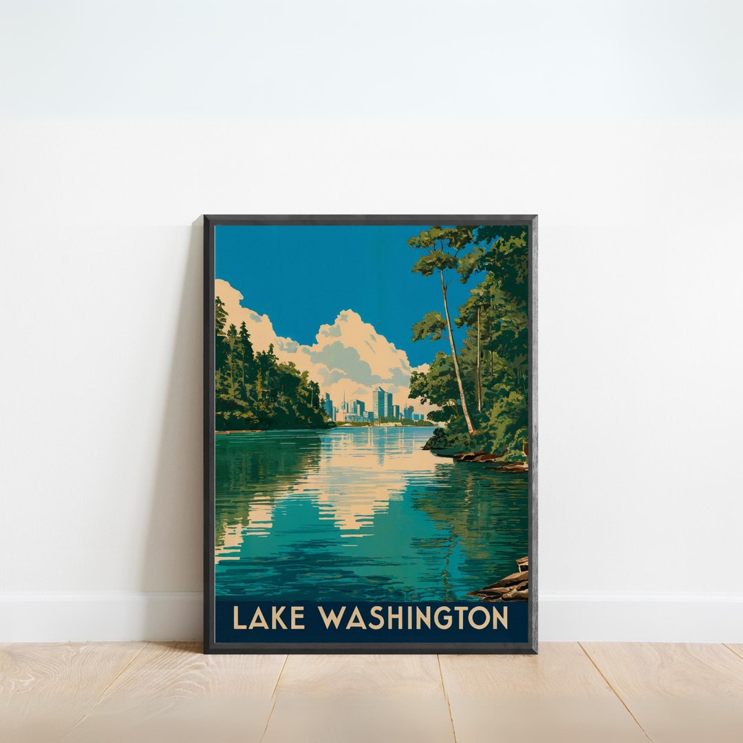 Lake Washington Vintage Travel Poster - Lake Washington Print ...