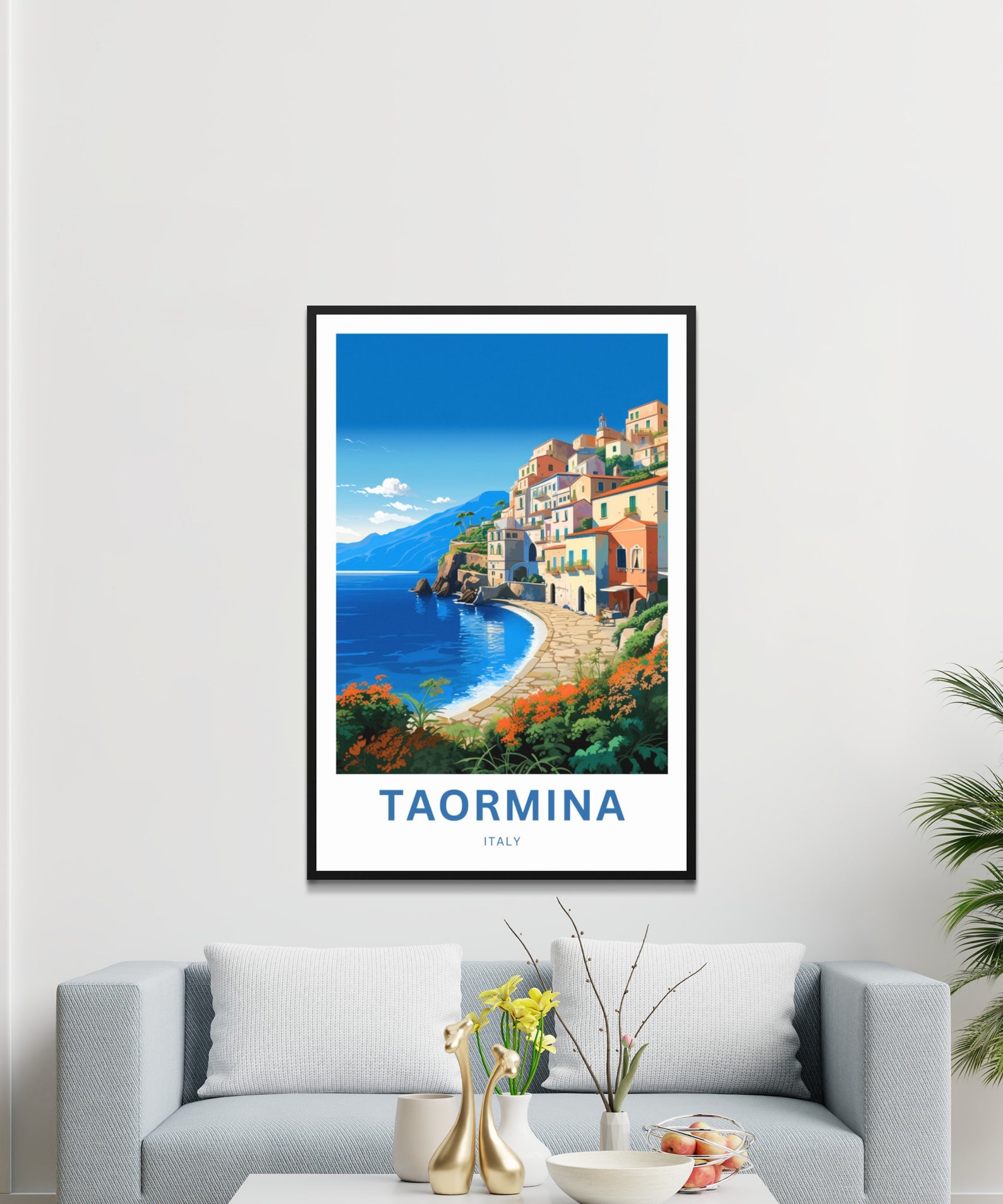 Taormina Travel Print - Taormina Poster, Italy Wall Art, Framed Present ...
