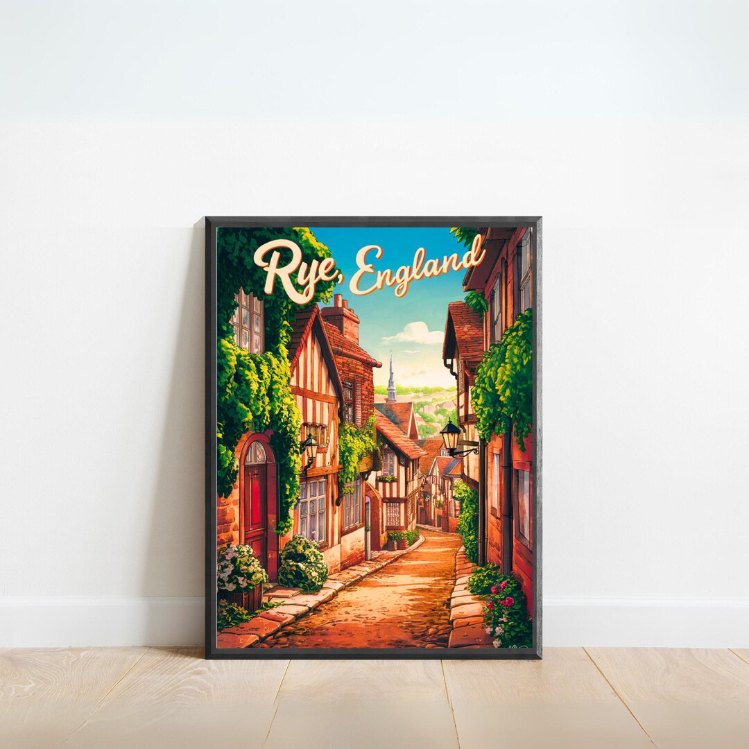 Rye Vintage Travel Poster - Rye Print, England Wall Art, Framed Present ...
