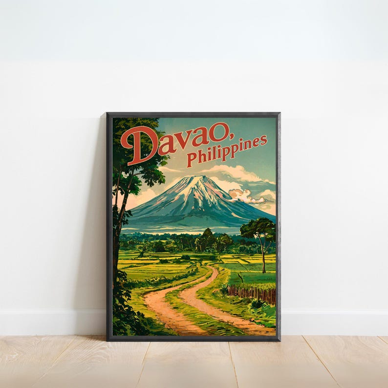 Davao Vintage Travel Poster - Davao Print, Philippines Wall Art, Framed ...