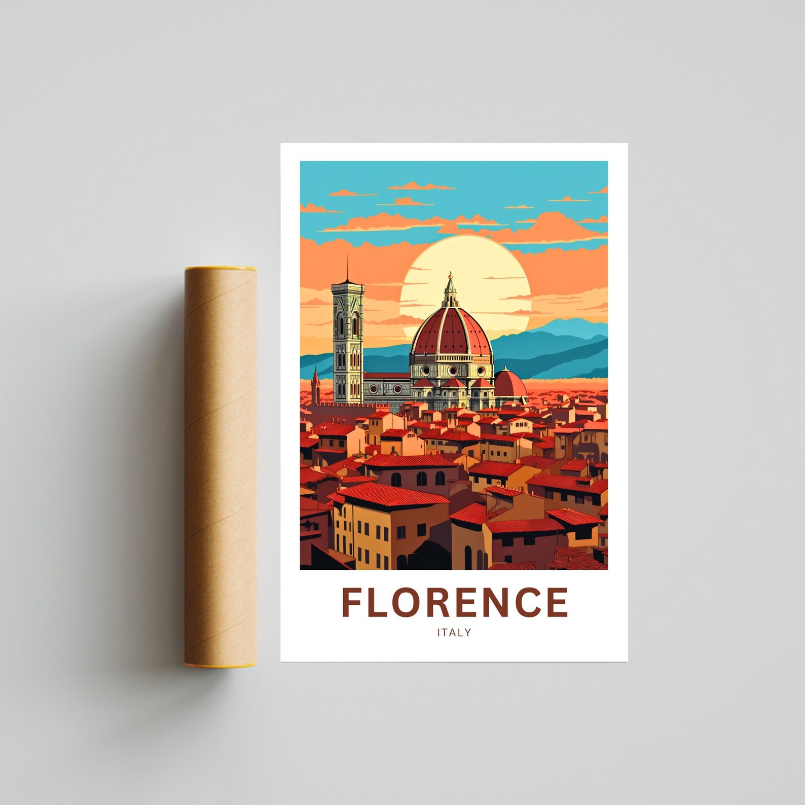Florence Travel Print - Florence Poster, Italy Wall Art, Framed Present ...