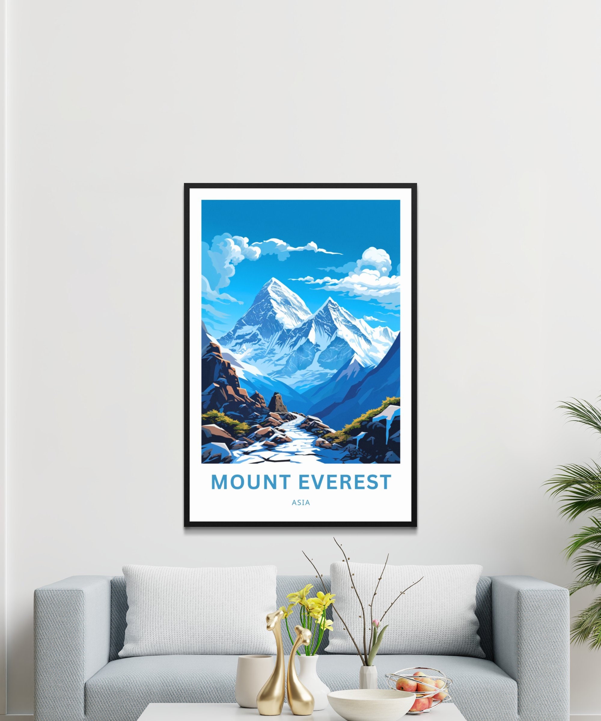 Mount Everest Travel Print - Mount Everest Poster, Everest Himalayas ...