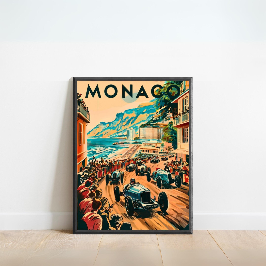 Monaco Vintage Travel Poster - Monaco Print, French Riviera Wall Art ...