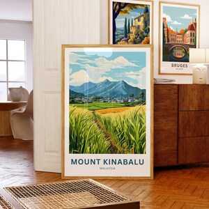Mount Kinabalu Travel Print - Mount Kinabalu Poster, Malaysia Wall Art ...