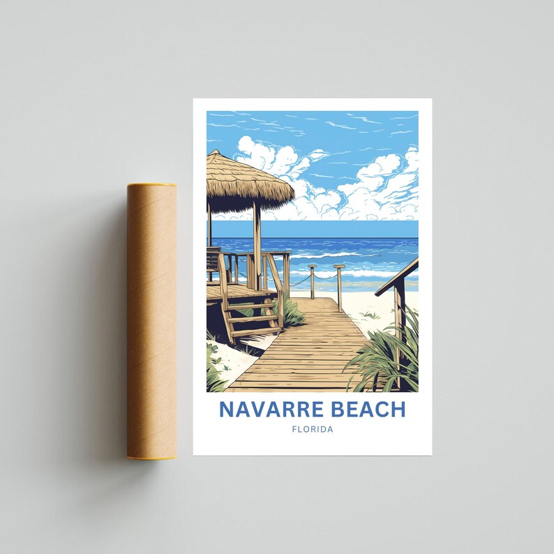 Navarre Beach Travel Print - Navarre Beach Poster, Florida Wall Art ...
