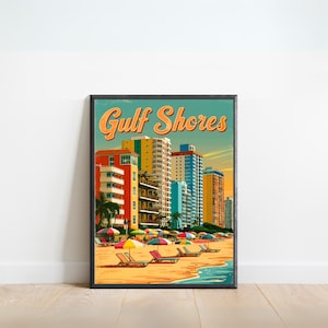 Gulf Shores Vintage Travel Poster - Gulf Shores Print, Alabama Wall Art ...
