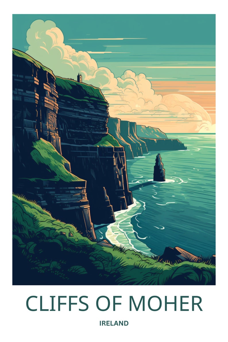 Cliffs of Moher Print Ireland Wall Art Travel Poster - Etsy