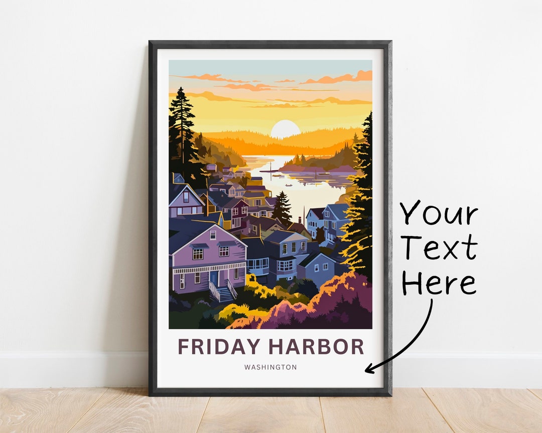Personalized Friday Harbor Travel Print Friday Harbor San Juan Island ...