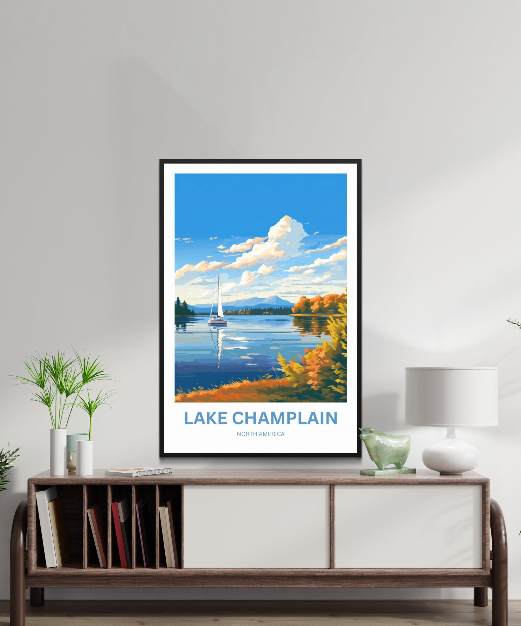Lake Champlain Art Print: North America Travel Poster, Framed Option - Etsy