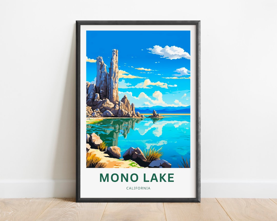 Mono Lake Travel Print - Mono Lake Poster, California Wall Art, Framed ...