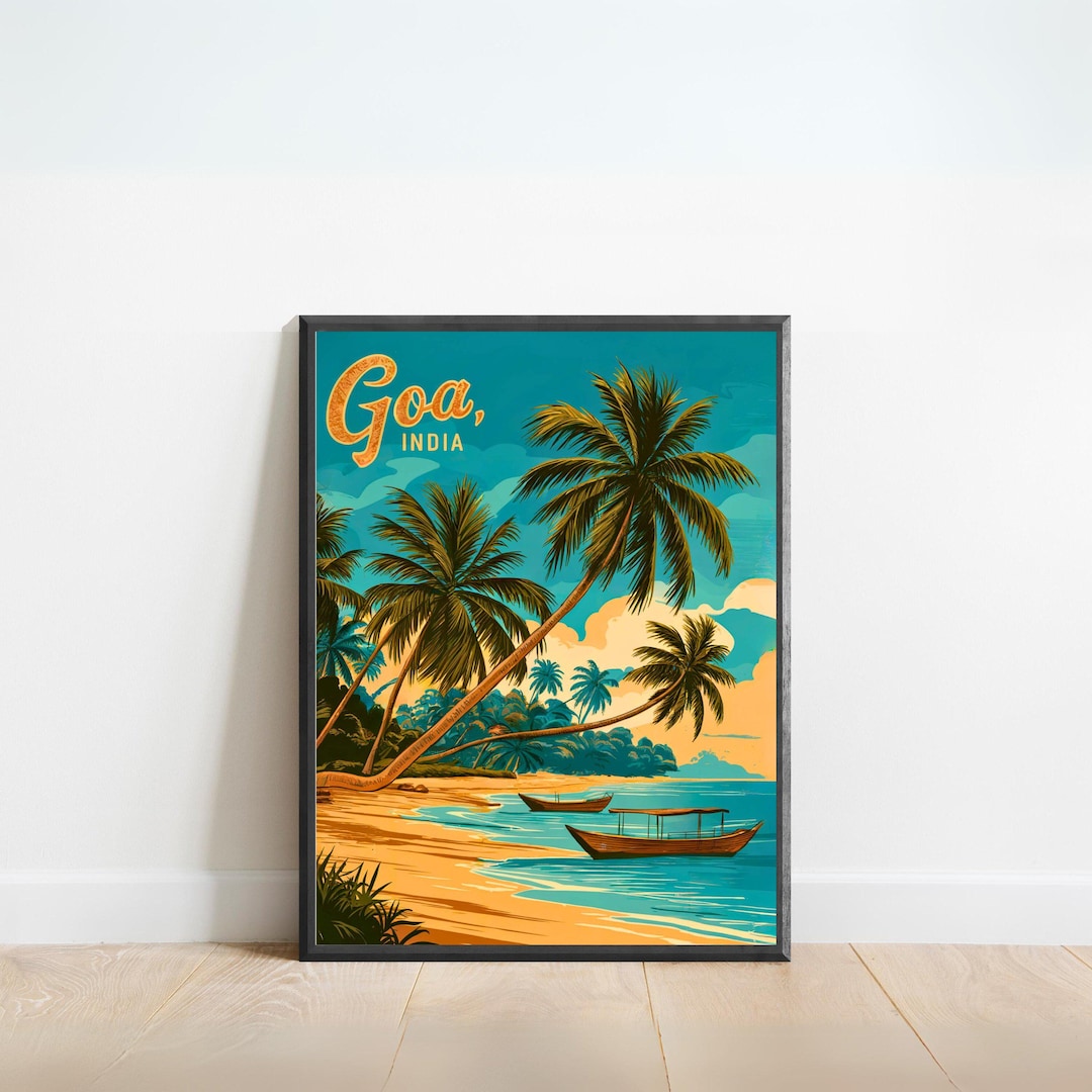 Goa Vintage Travel Poster - Goa Print, India Wall Art, Framed, Gift ...