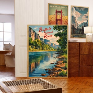 Buffalo River Vintage Travel Poster - Buffalo River Print, Arkansas ...