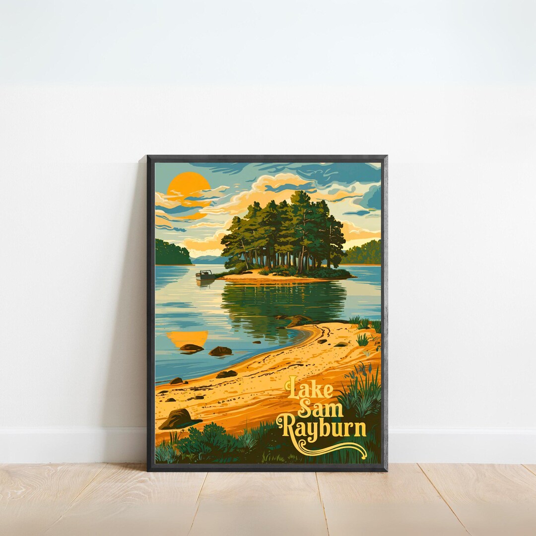 Lake Sam Rayburn Vintage Travel Poster - Lake Sam Rayburn Print, Texas ...