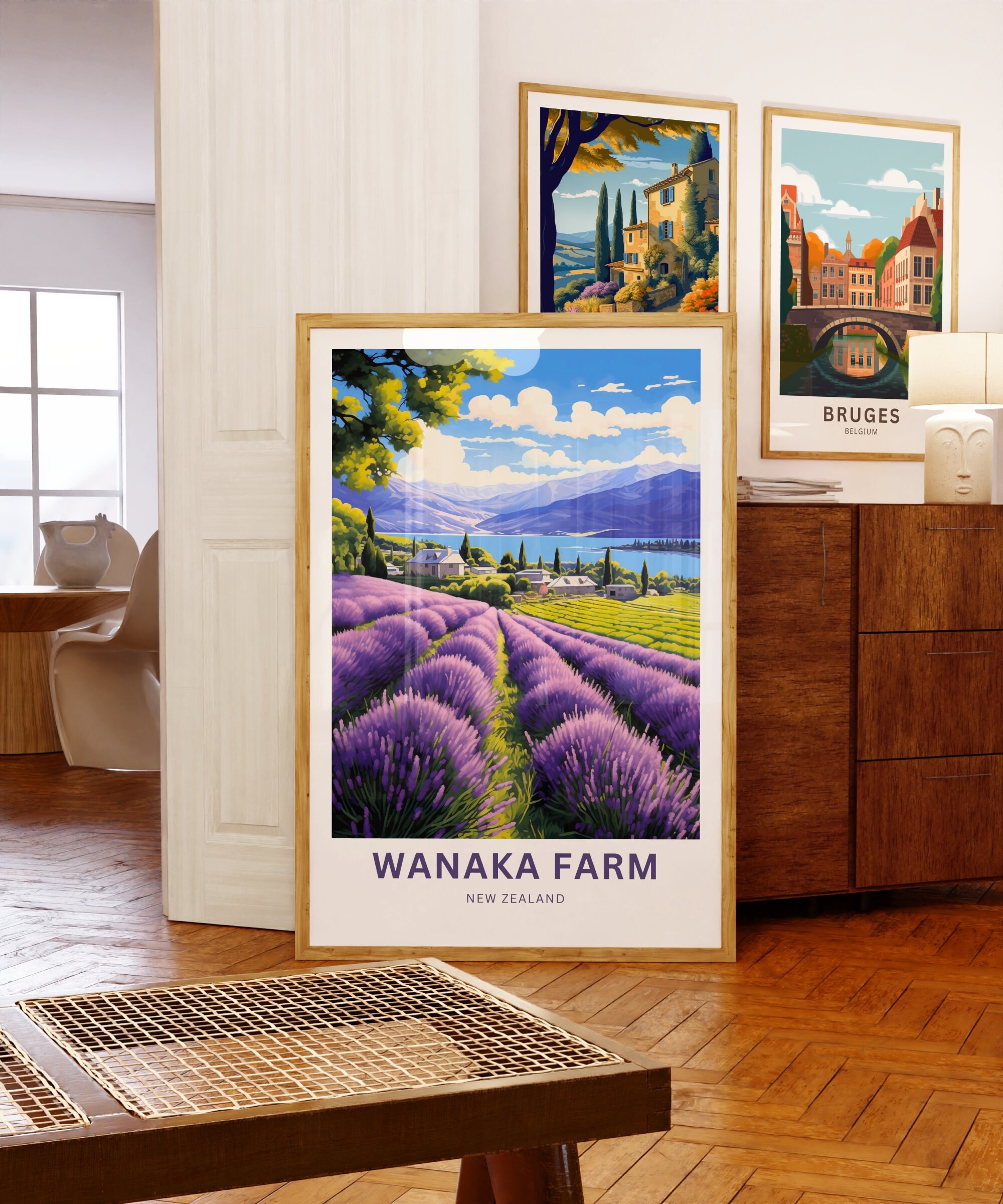 Wanaka Farm Travel Print - Wanaka Farm Poster, New Zealand Wall Art ...