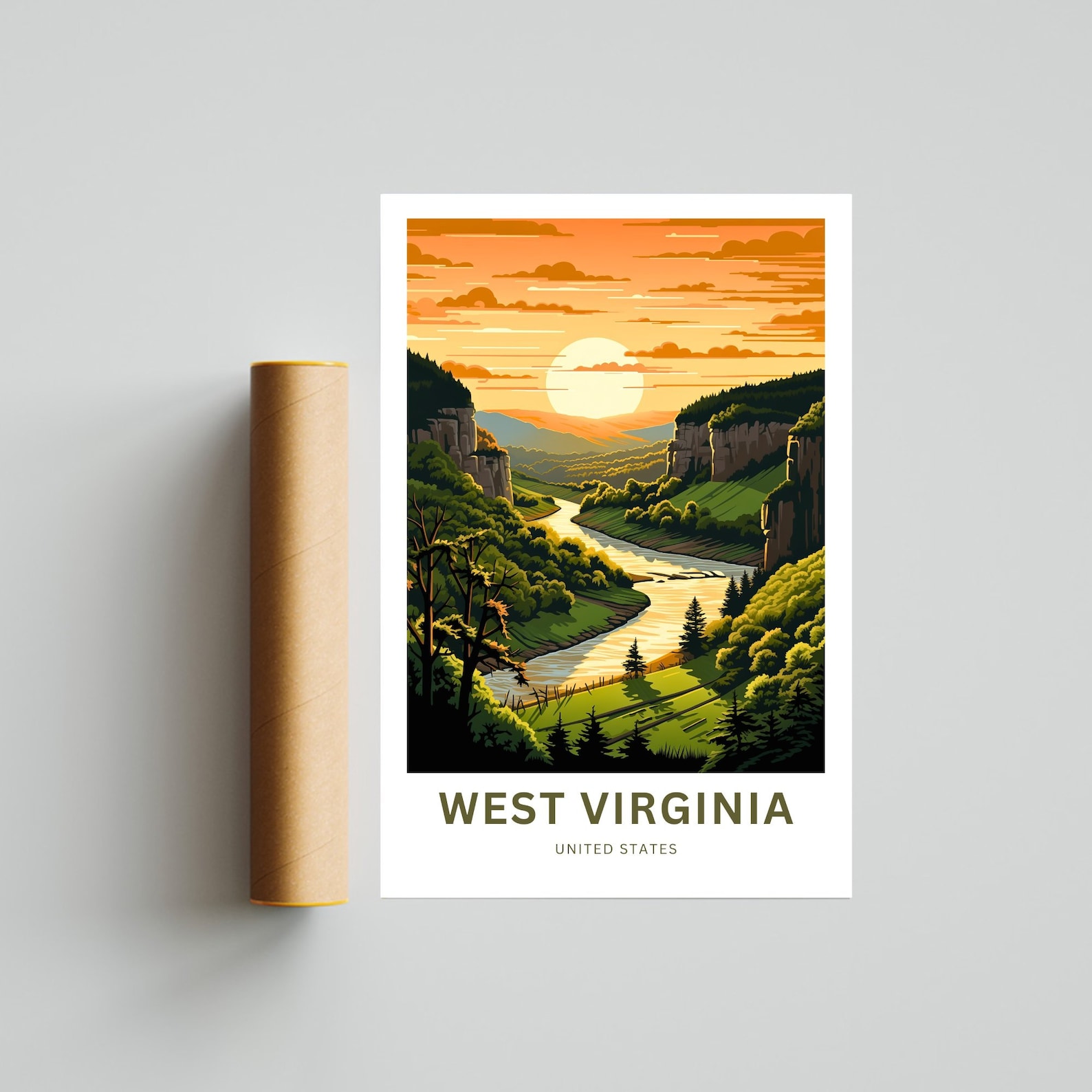 Personalized West Virginia Travel Print - West Virginia Poster, United ...