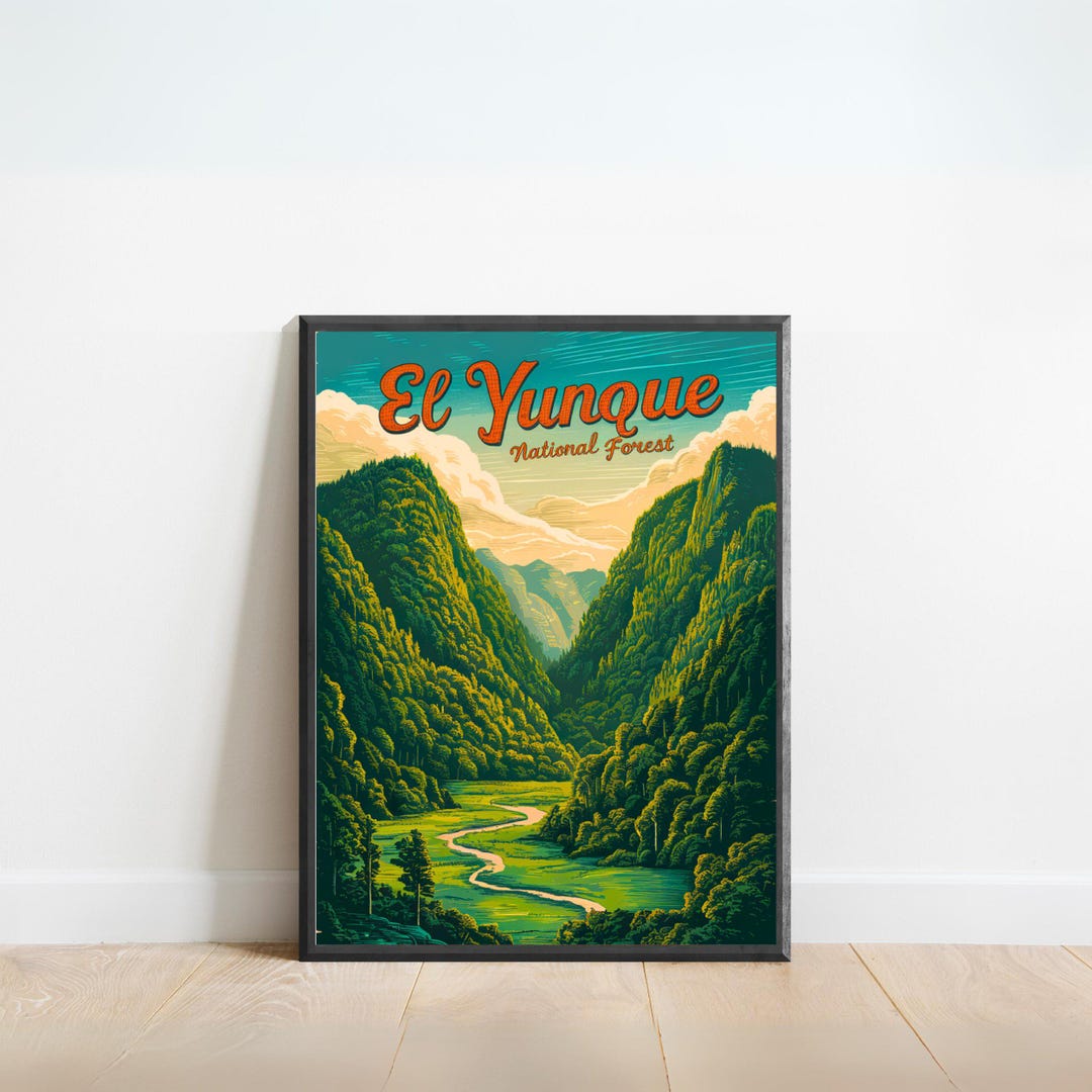 El Yunque Vintage Travel Poster - El Yunque National Forest River Print ...