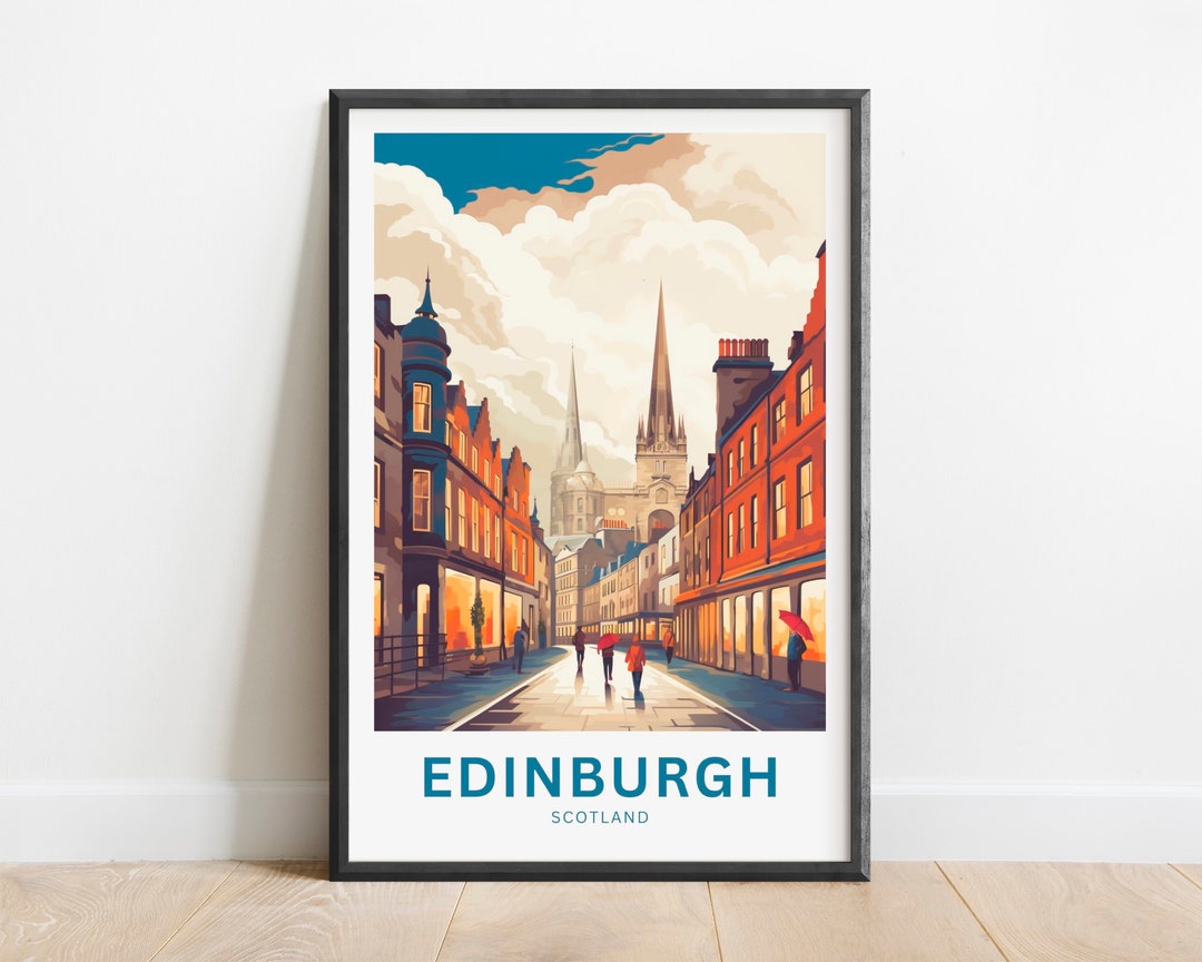 Edinburgh Travel Print - Edinburgh Poster, Schottland Wandkunst, gerahmt Geschenk, Schottland ...