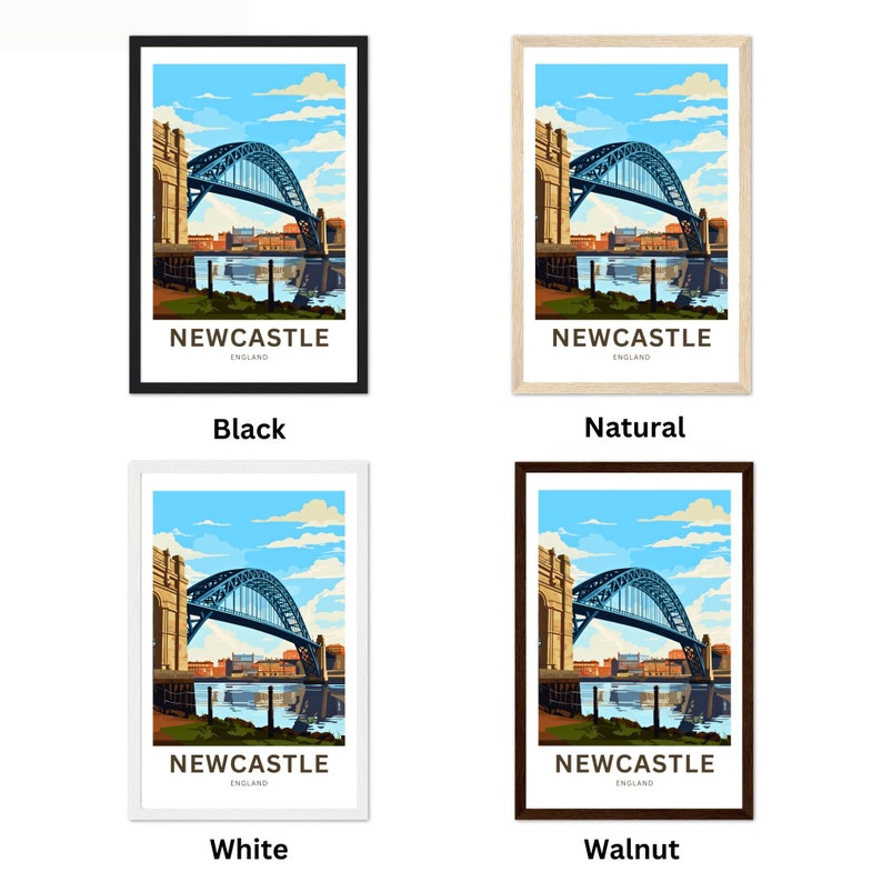 Newcastle Travel Print - Newcastle Poster, England Wall Art, Framed ...