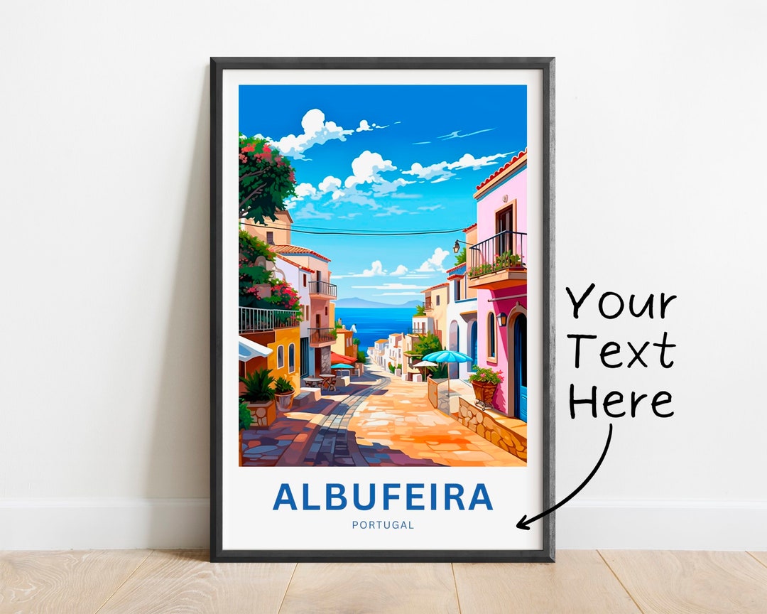 Personalized Albufeira Travel Print - Albufeira Poster, Portugal Wall ...