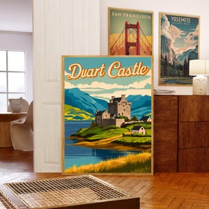 Duart Castle Vintage Travel Poster - Duart Castle Print, Scotland Wall ...
