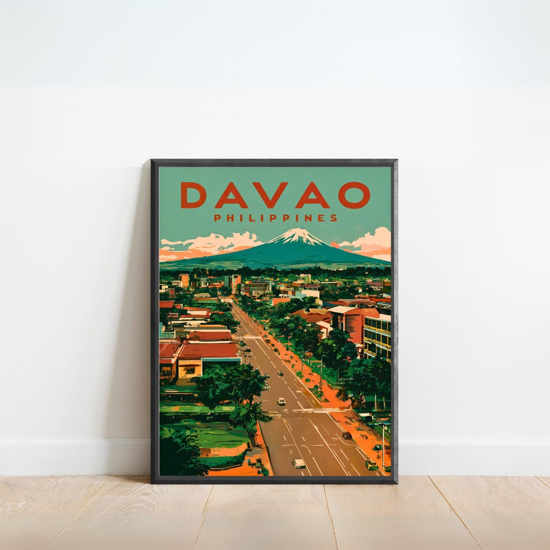 Davao Vintage Travel Poster - Davao Print, Philippines Wall Art, Framed ...