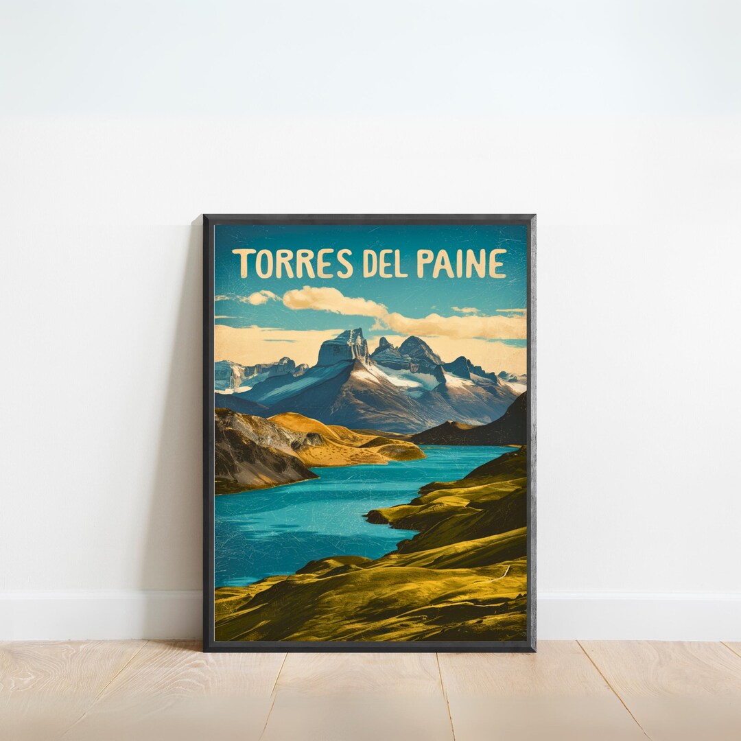 Torres Del Paine Vintage Travel Poster - Torres Del Paine Print, Chile ...