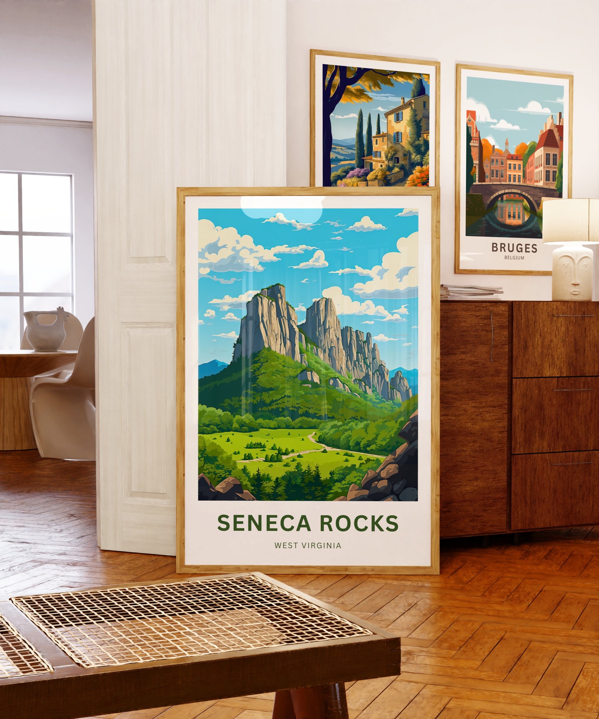 Seneca Rocks Travel Print Seneca Rocks Poster, Virginia Wall Art ...