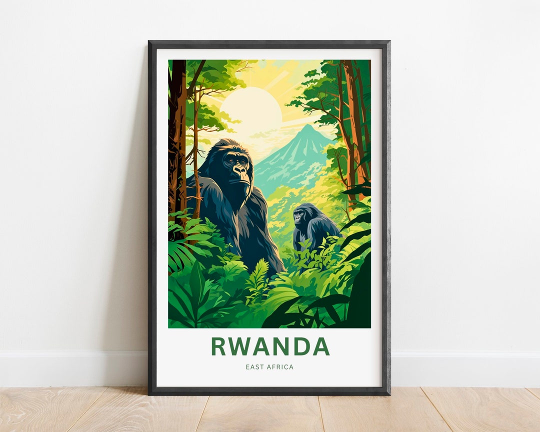 Rwanda Travel Print Rwanda Poster, East Africa Wall Art, Framed Present ...
