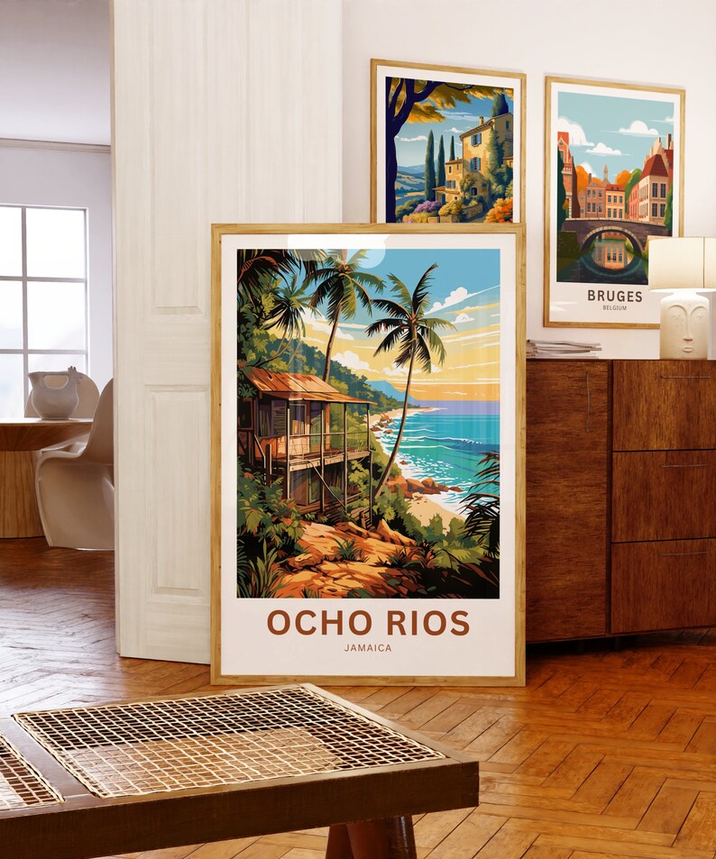Ocho Rios Travel Print - Ocho Rios Poster, Jamaica Wall Art, Framed ...